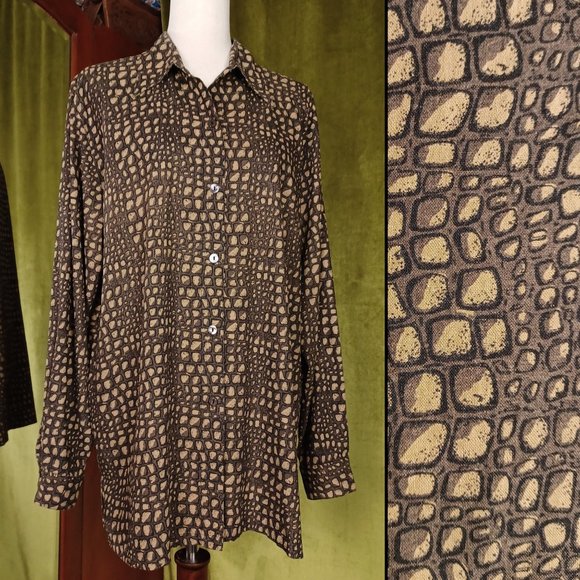 erin london | Tops | Vintage 9s 00 Silk Crocodile Print Top Large ...